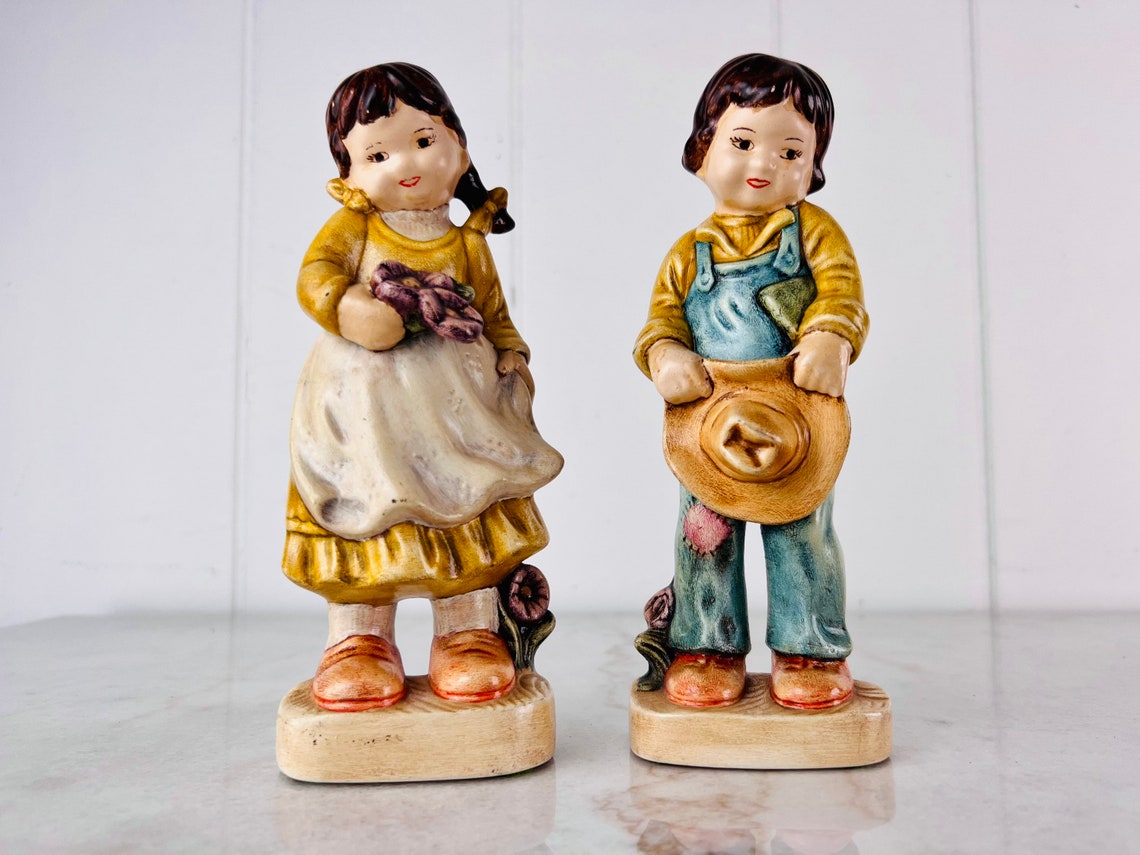 Vintage 1972 Ceramichrome Farm Kid Figurine Set, Country Boy W Cowboy ...