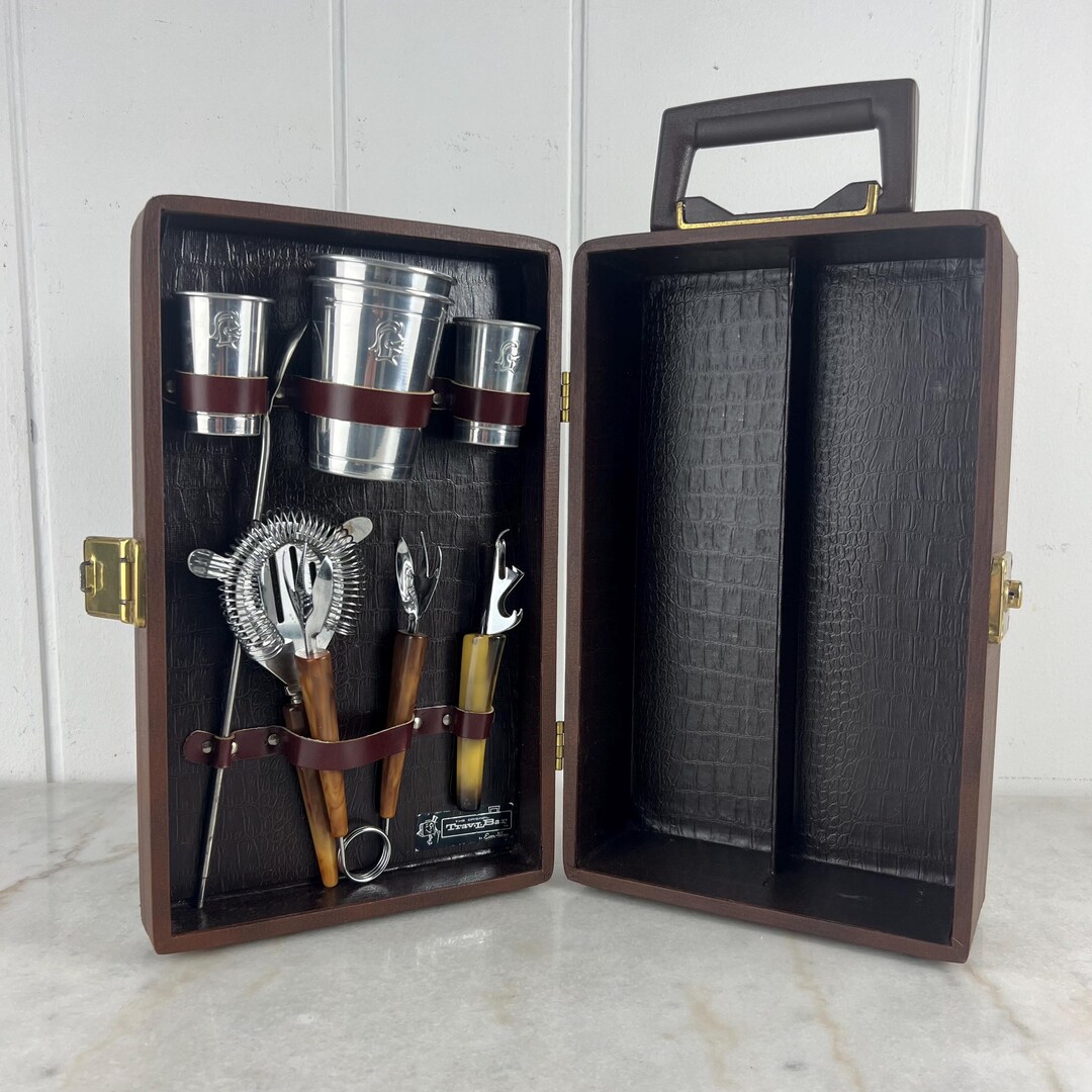 Vintage 1970s Original Trav-l-bar Suitcase Bar, by Ever-wear, Faux ...