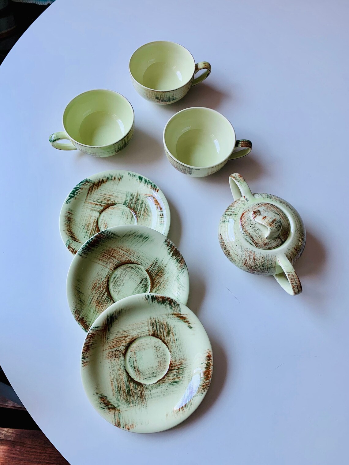 Vintage Vernonware Raffia Tea Set 3 Vernonware Tea Cups With - Etsy