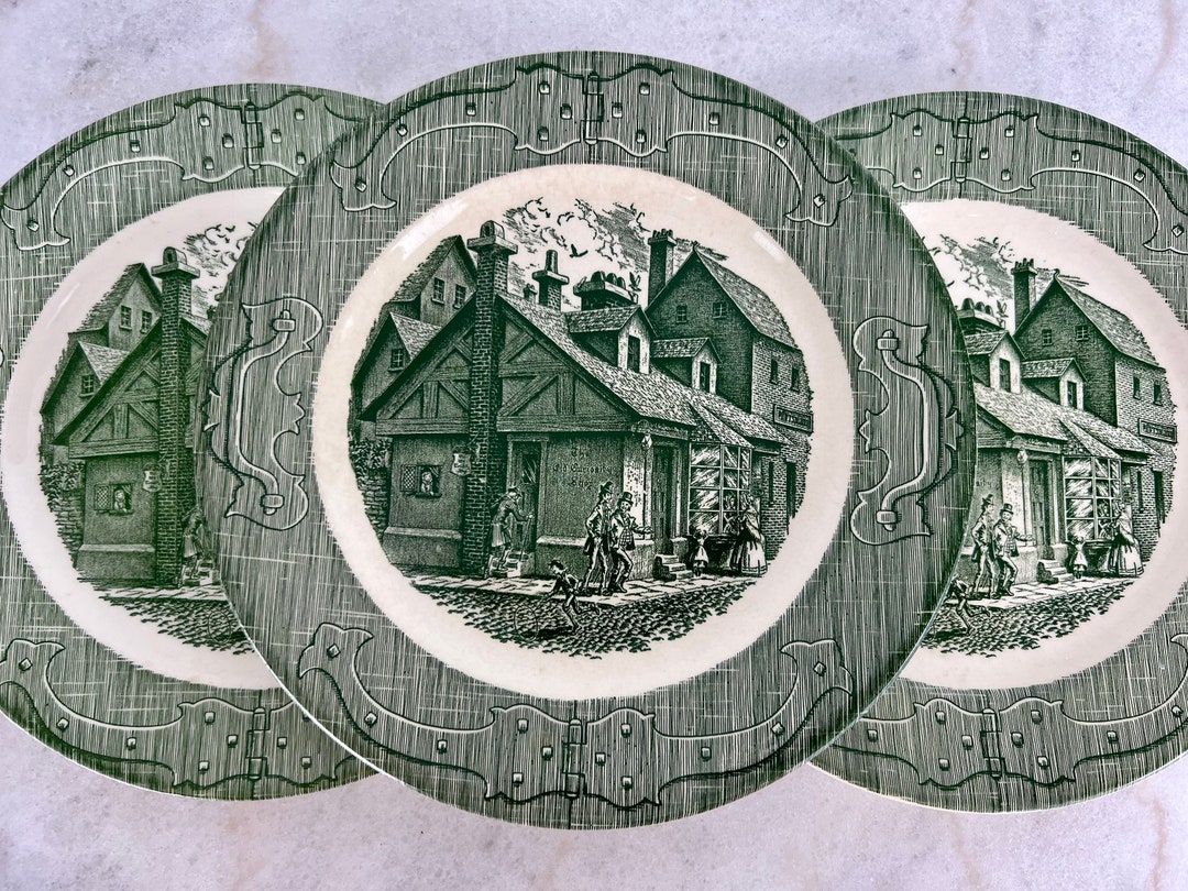 Set of 3 the Old Curiosity Shop Dinner Plates Royal USA, Green ...