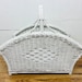 Vintage Wicker Magazine Rack Holder, Handled, White Wash, Diamond, for ...