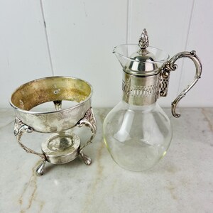 Vintage Silver and Glass Carafe for Tea or Coffee With Stand, Raimond ...