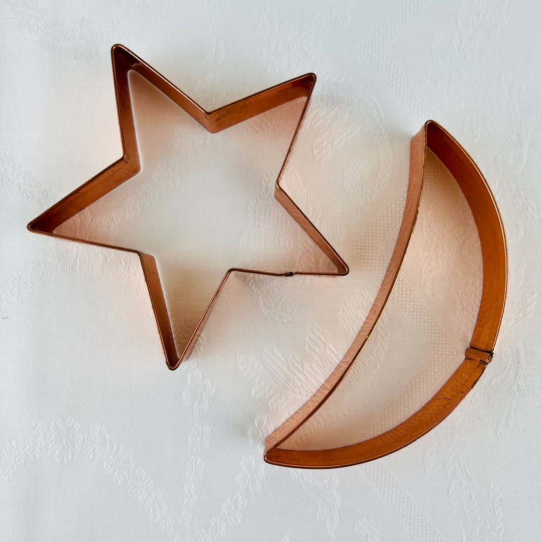 Vintage Large Copper Cookie Cutters, Set of 2, Star and Waning Moon ...
