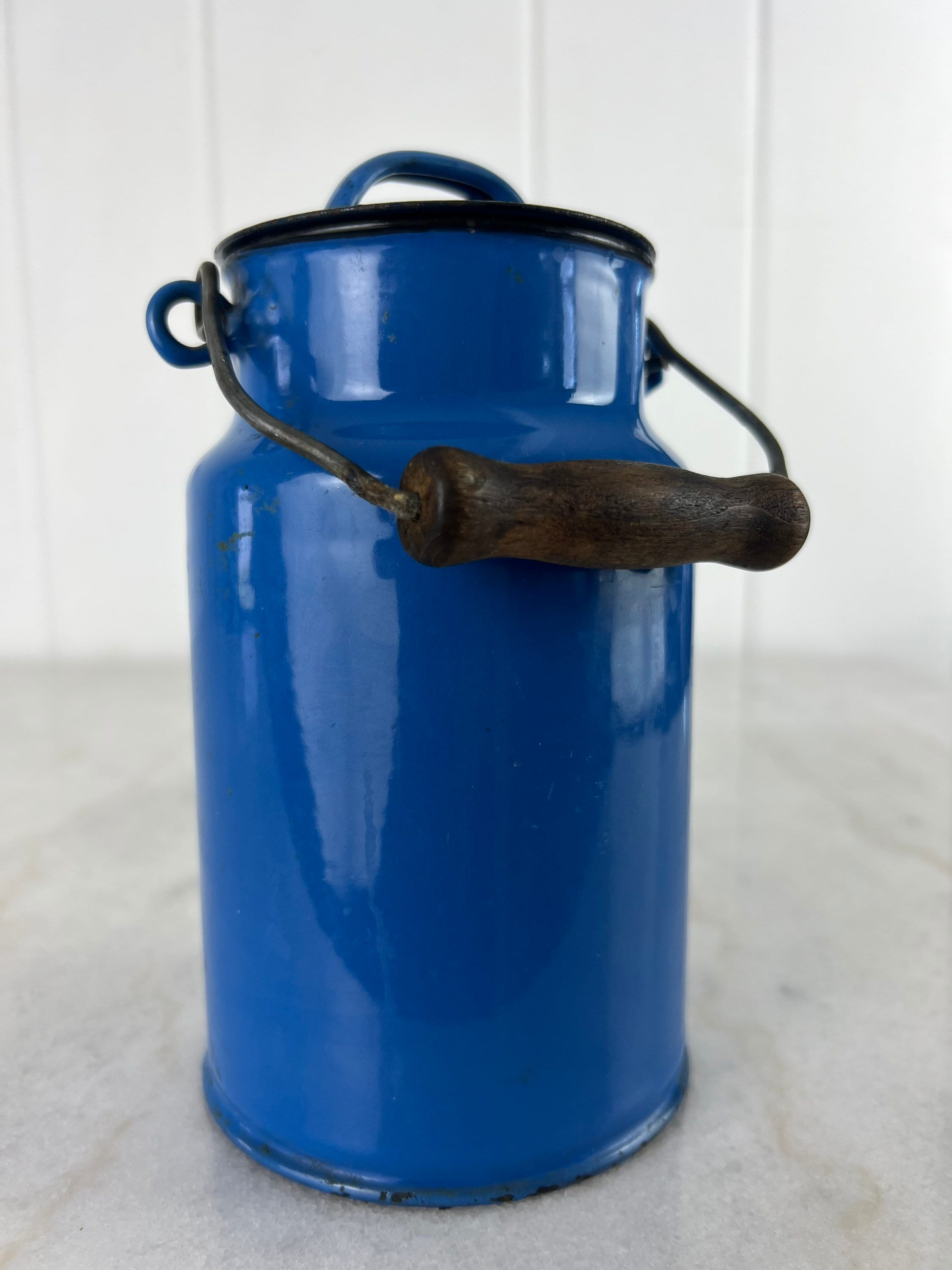 Vintage 1970s Cobalt Blue Enamel Milk Pail With Lid Wire - Etsy