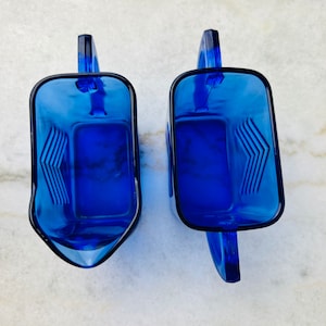 Vintage Hazel Atlas Cream and Sugar Set, Cobalt Blue Chevron Pattern ...