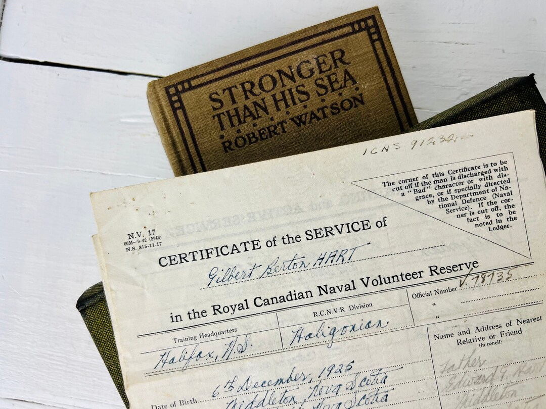Antique WWII Certificate of Service, Royal Canadian Naval Volunteer ...