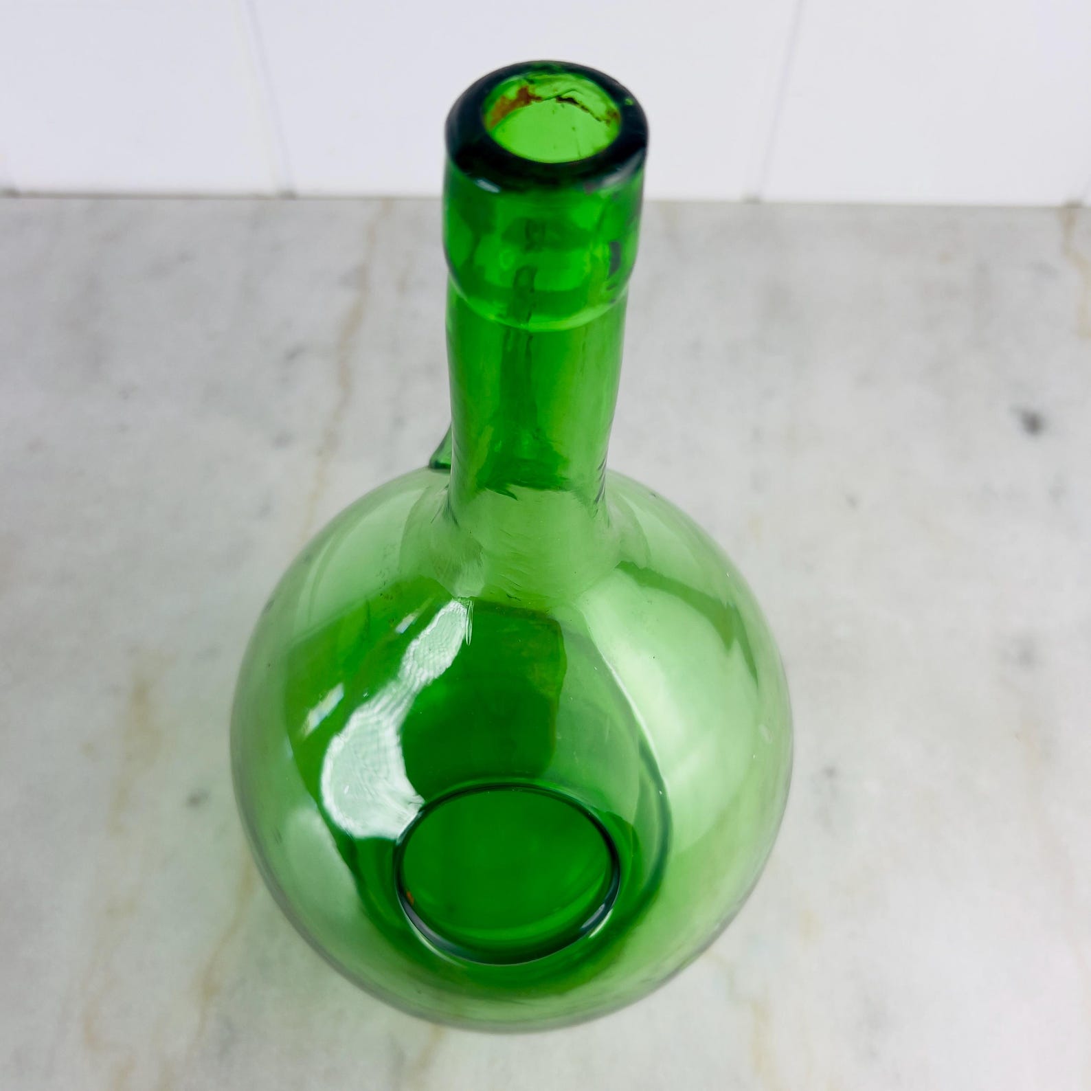 Vintage Italian Hand Blown Green Glass Decanter Carafe With Ice Stopper ...