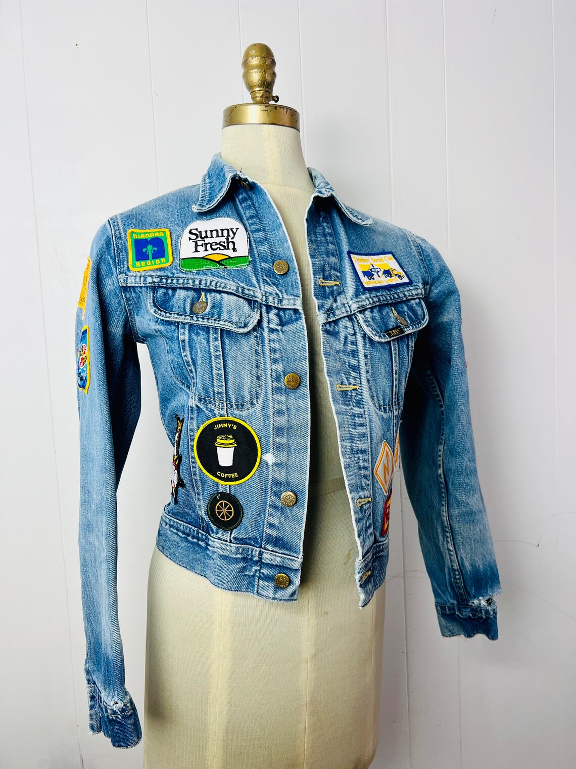 Vintage Lee Denim Jacket With Patches, "sunny Fresh" One-of-a-kind - Etsy