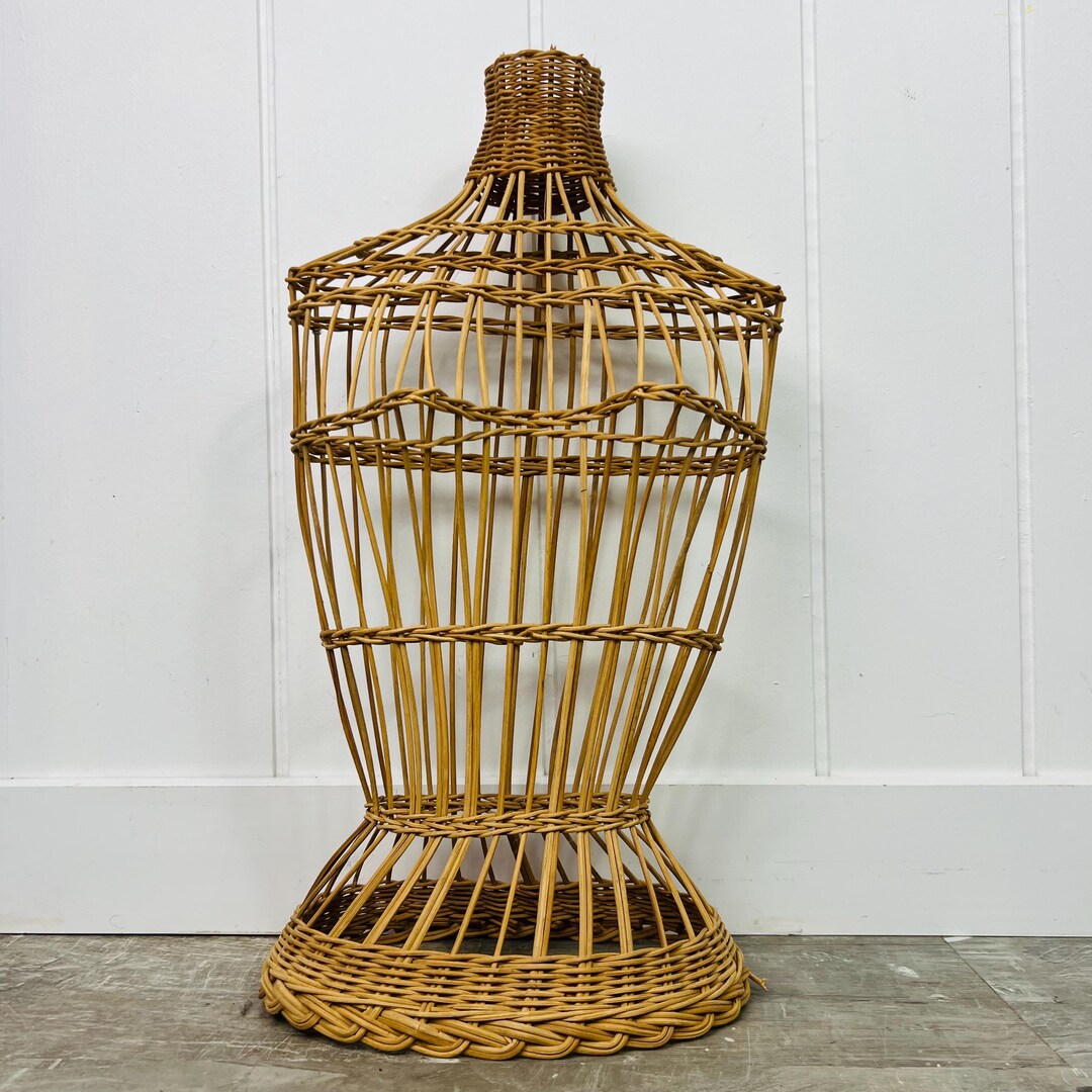 Vintage Natural Wicker Mannequin Torso, Decorative, Standing, Scarf or ...