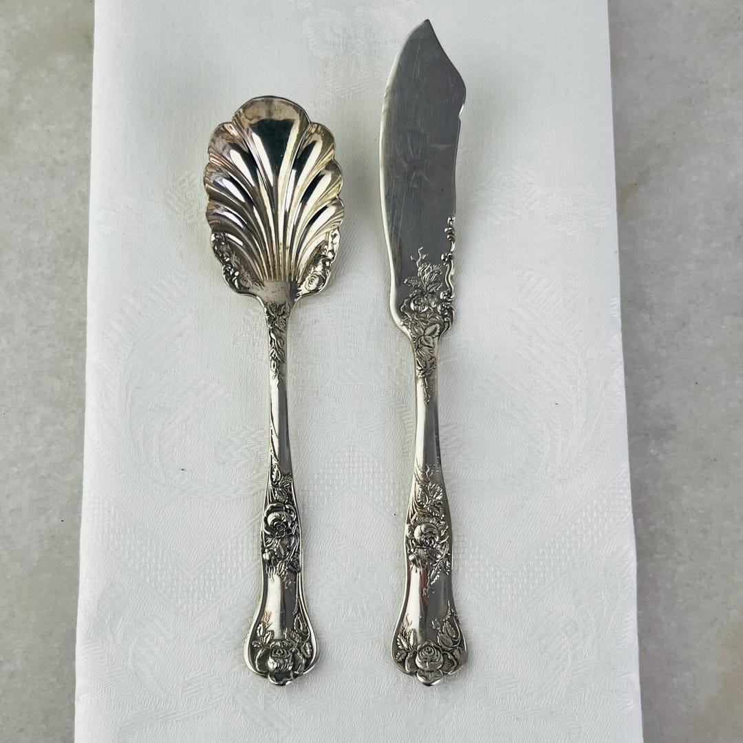 Antique Victorian Sugar / Relish Spoon + Butter Knife 'rosalie Beauty ...