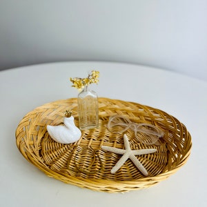 Vintage Wicker Tray, Round Woven Serving Tray, for Trinkets, Bread ...