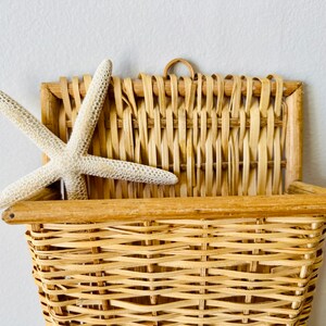 Boho Vintage Wall Rack, Woven Wicker and Bamboo Letter Organizer, in ...