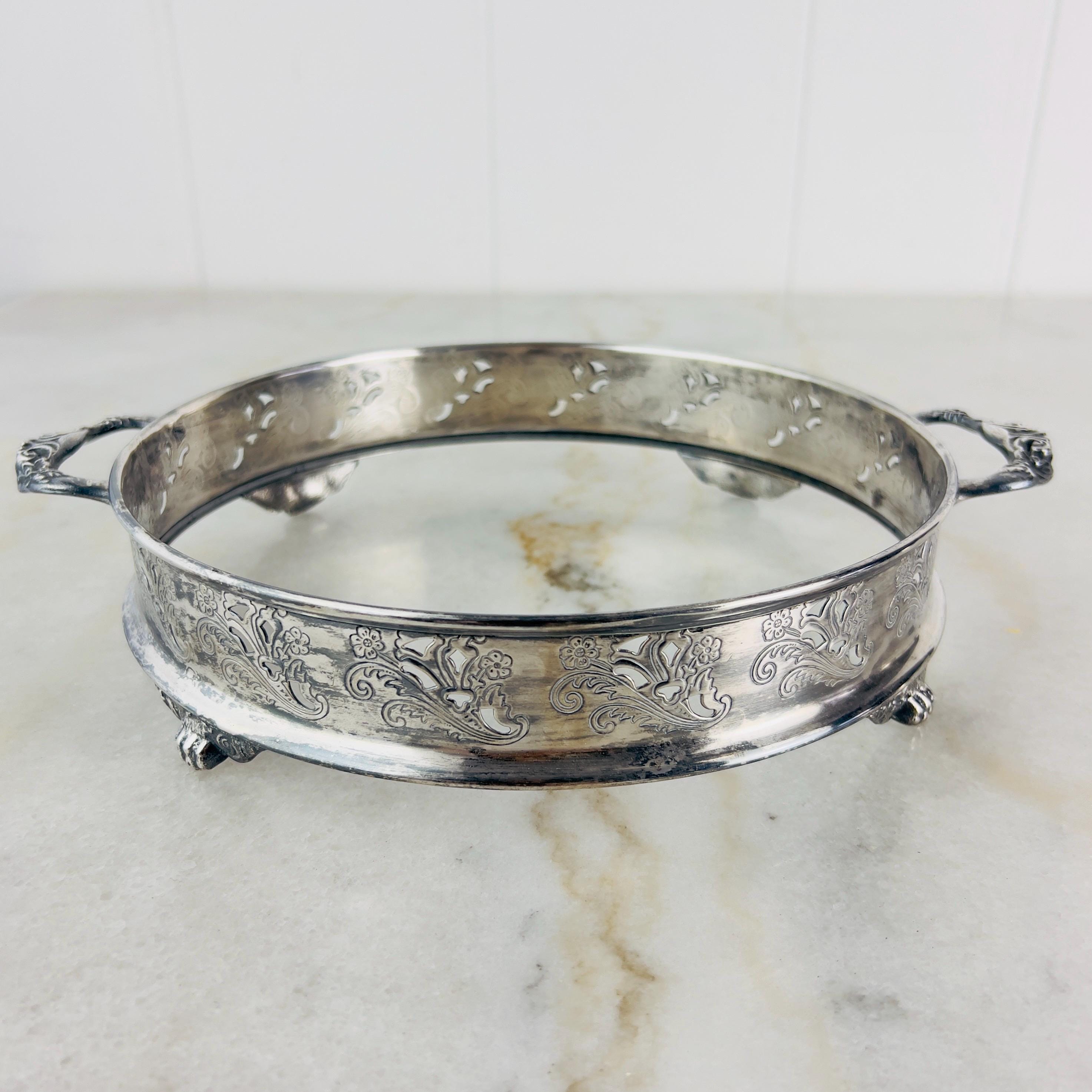 Antique 1920s Viking Silver Plate Casserole Pot Holder, Round, Handled ...