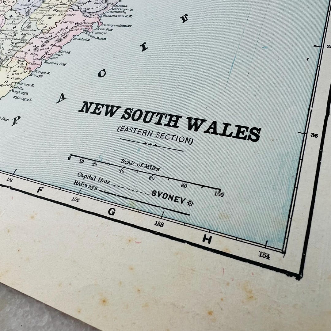 Antique 1880s Cram Atlas Map, New South Wales, Queensland, Victoria - Etsy