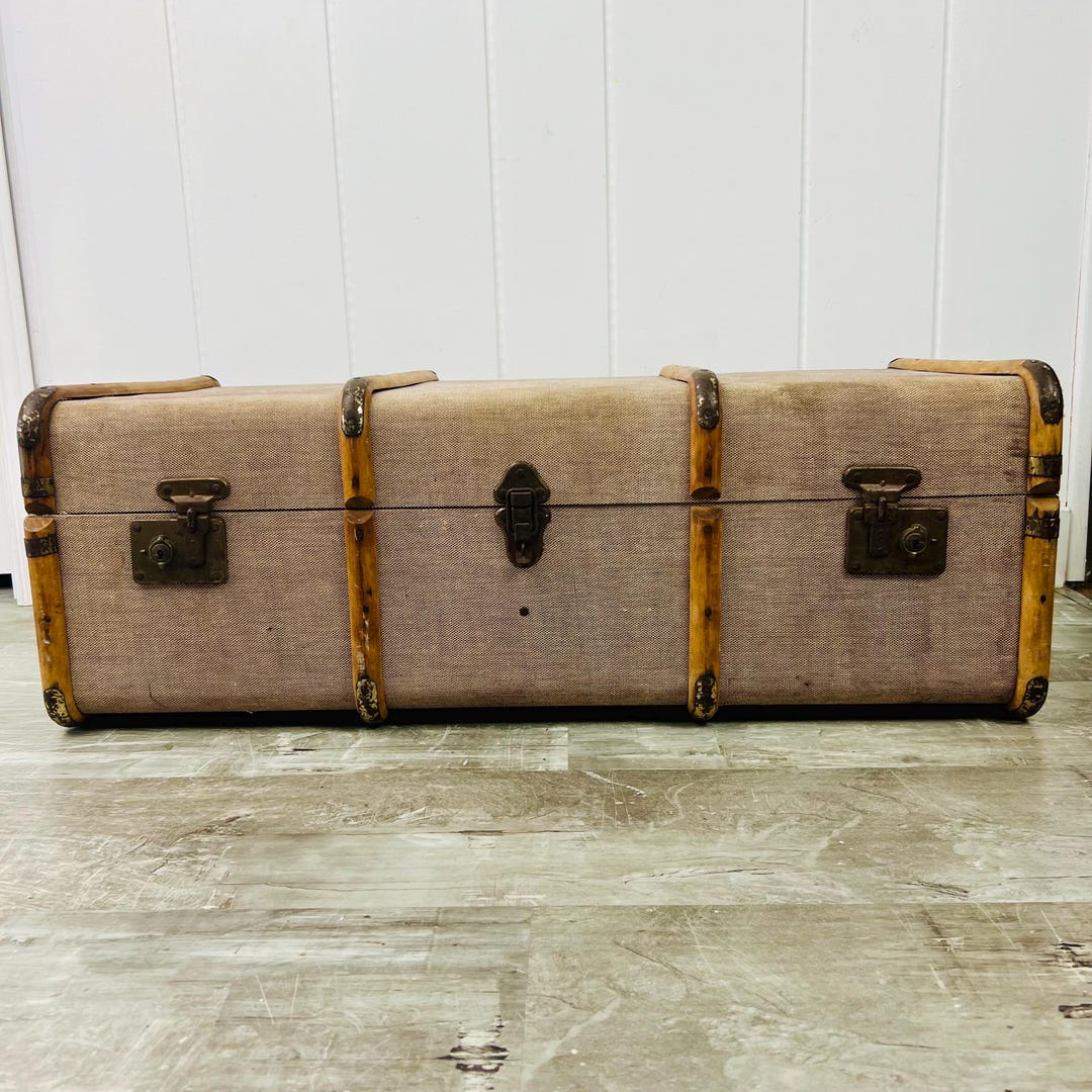 Vintage Wooden Steamer Trunk, Bentwood Trunk, by CHENEY England, Brass ...