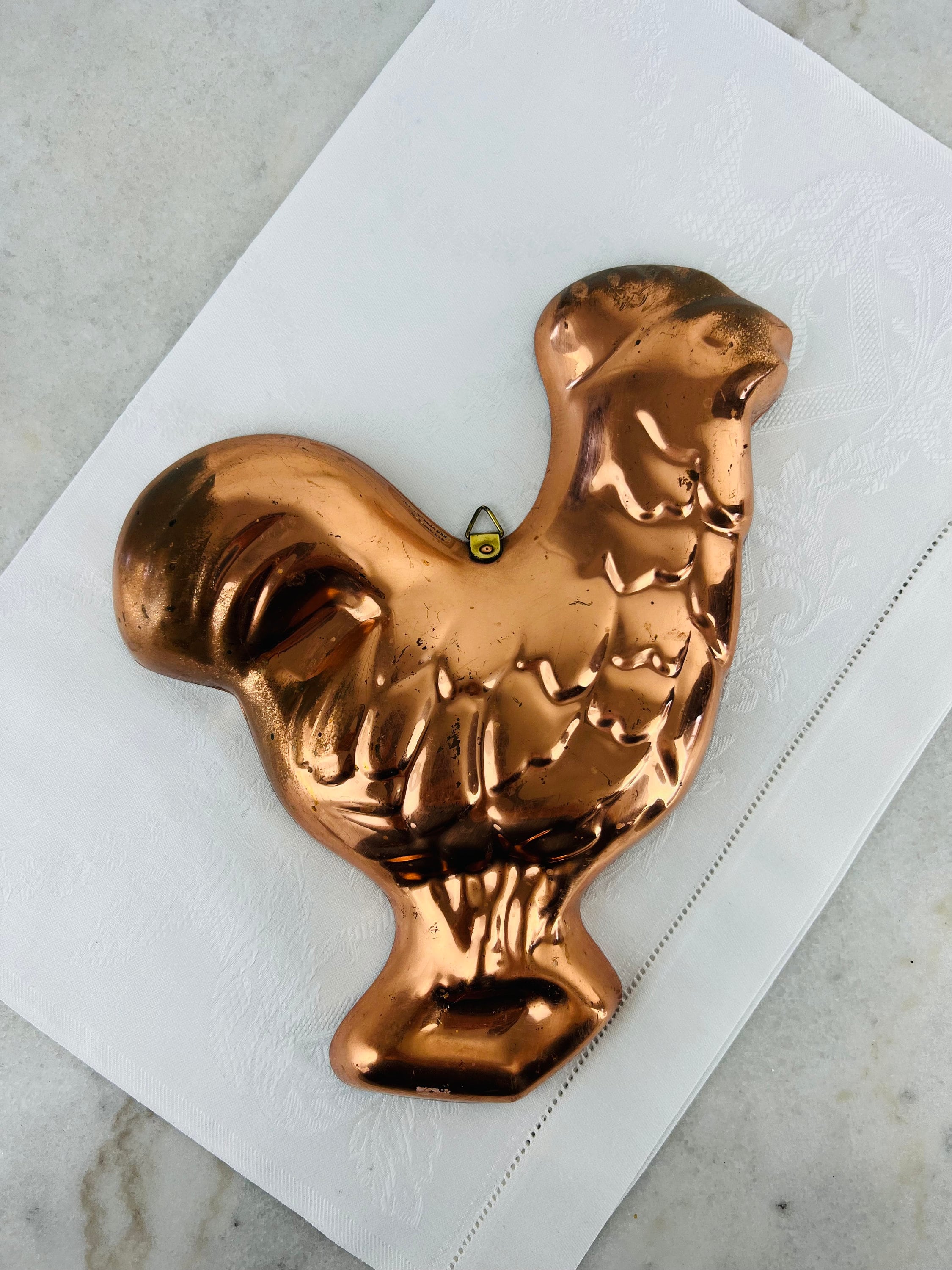 Vintage Copper Mold, Benjamin and Medwin, Rooster, 12" Cake Pan, Brass ...