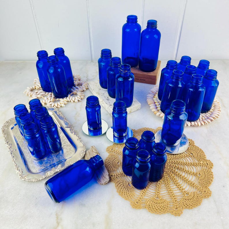 Vintage Cobalt Blue Bromo Seltzer Bottles, Embossed Glass, 1915-50s - Etsy