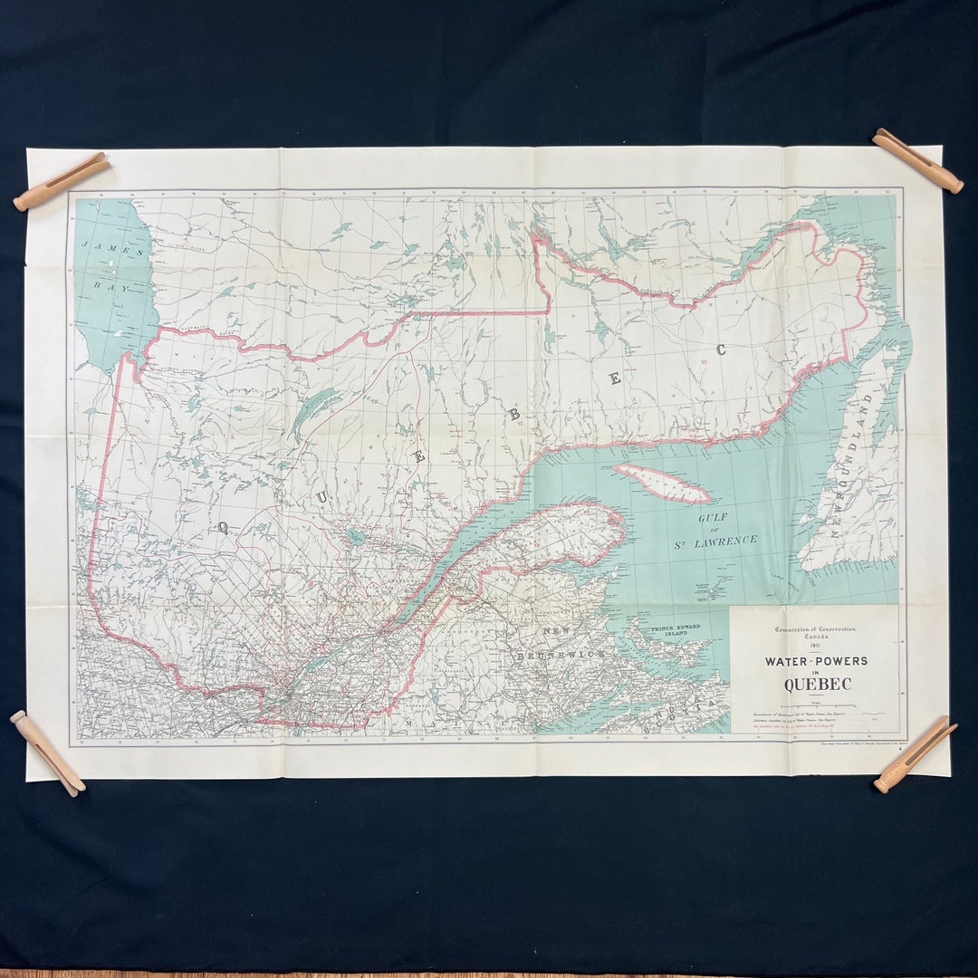 Antique 1911 Map of Quebec From the Commission of Conservation "report ...