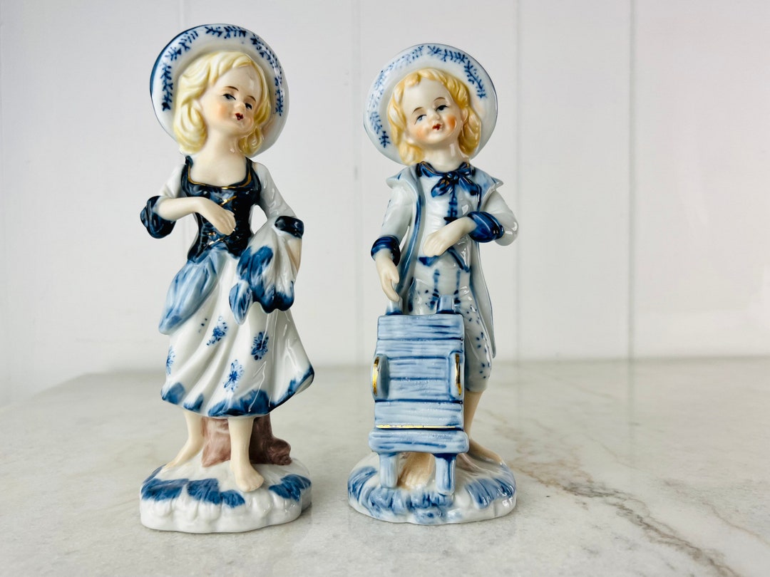 Vintage (1950s) Arnart Dutch Boy and Girl Figurines, Blue, White, Gold ...