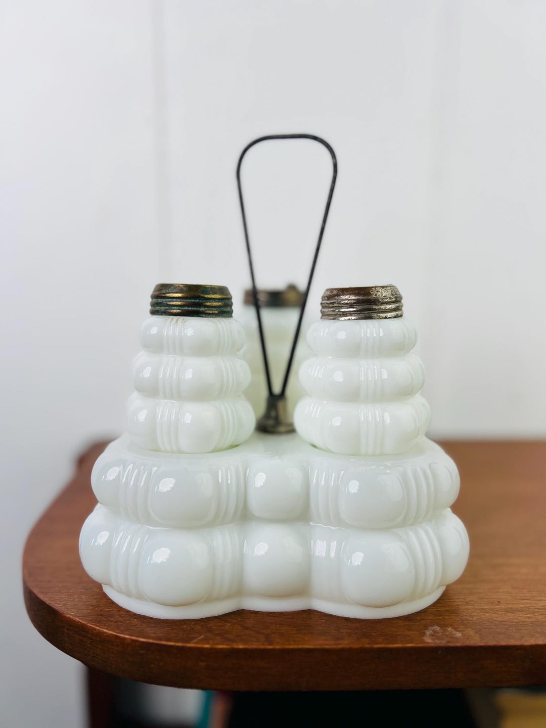 Antique Victorian Dithridge & Co Milk Glass Creased Bale Salt and ...
