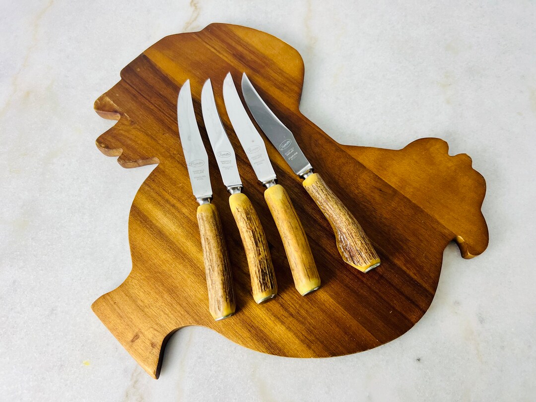 Vintage Premier Stag Antler Steak Knife Set, Four, Sheffield Stainless ...