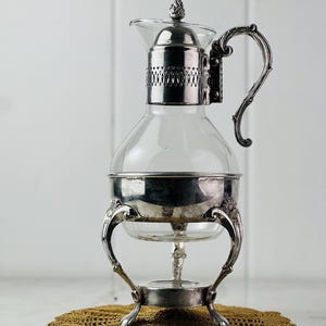 Vintage Silver and Glass Carafe for Tea or Coffee With Stand, Raimond ...