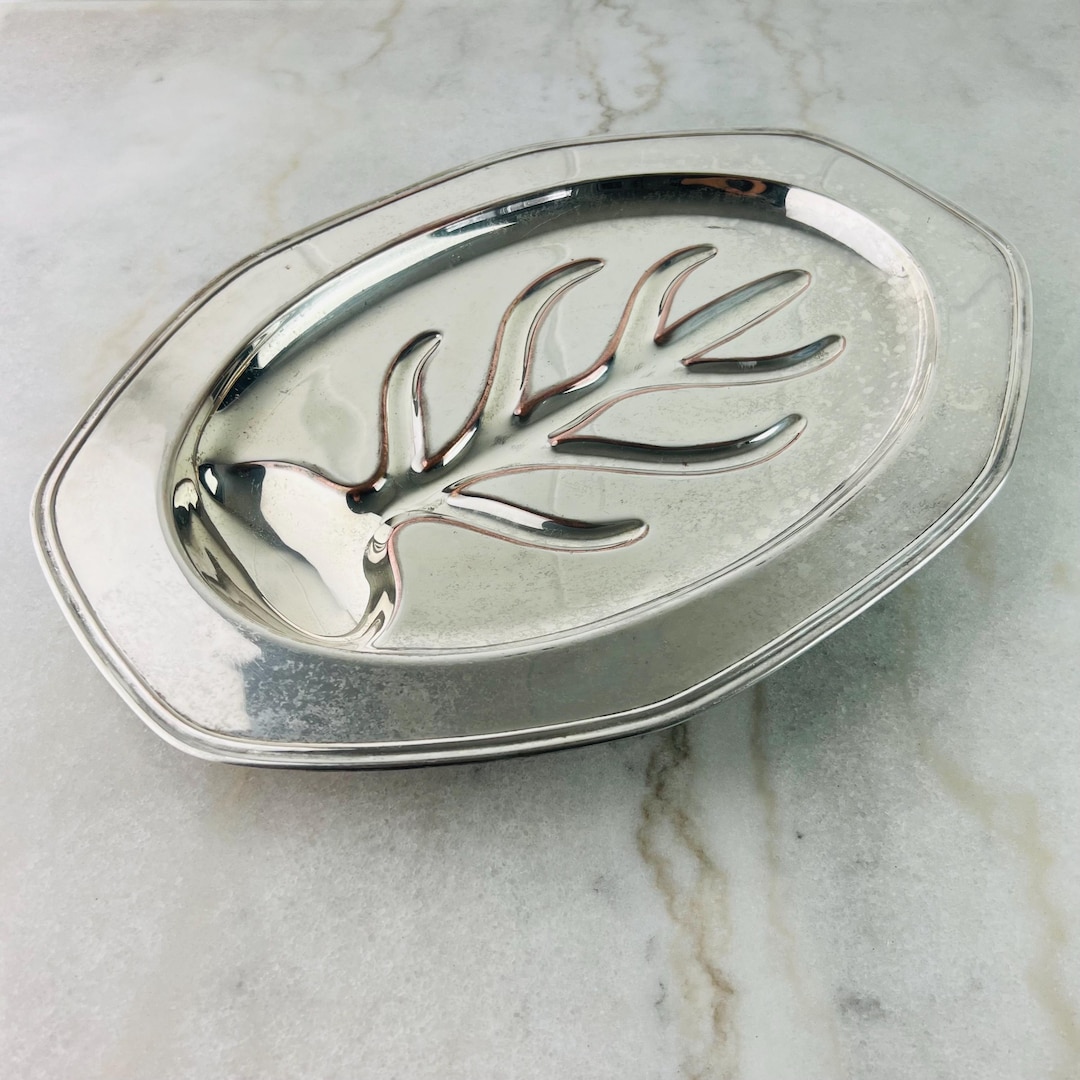Silverplate Meat Serving Platter - Vintage Wm A Rogers 8 Sided Footed ...