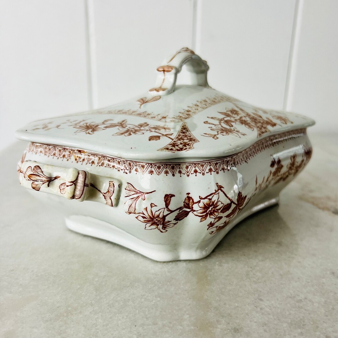 Antique 1889 Dale Hall Pottery Co Eiffel Covered Dish, Casserole Dish ...