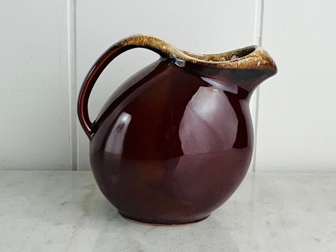 Vintage USA Hull Pottery Pitcher, Brown Drip Glaze, "oven Proof" With ...