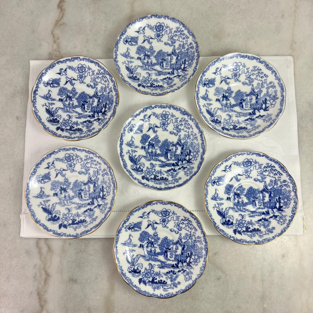 Antique 1920s Royal Albert Crown China Blue Willow Saucers ...