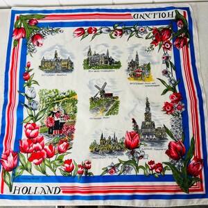 Vintage Silk Souvenir of Holland Scarf, 28 Square, Tourist Sights ...
