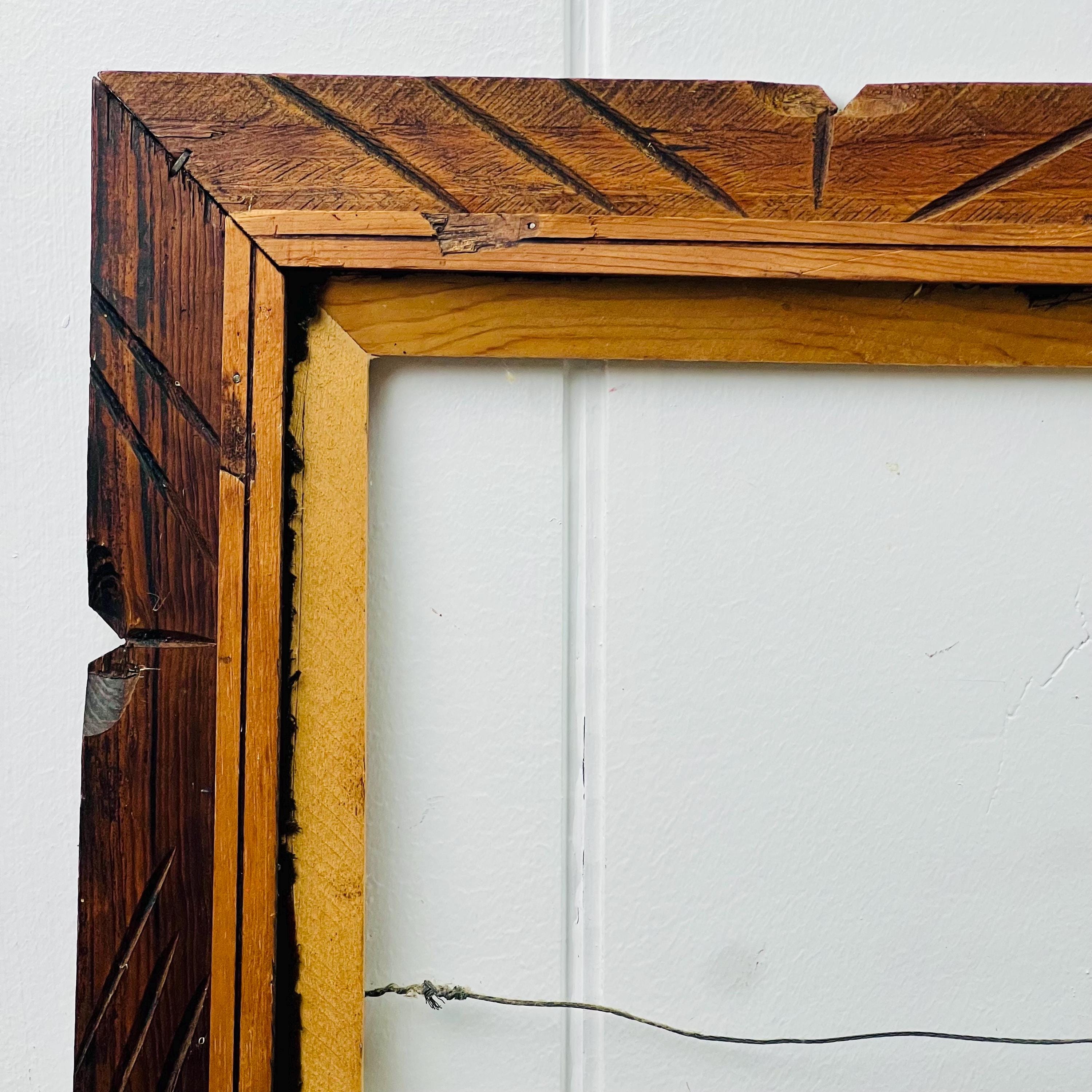 Vintage Bevelled Wood Picture Frame, Rustic Arts and Crafts Decor ...