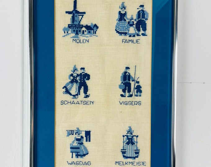 Vintage Dutch Petit Point Needlepoint Wall Hanging With Six Dutch ...