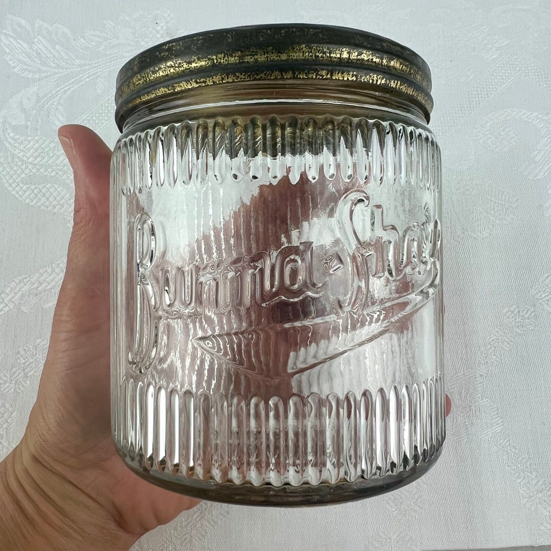 Vintage Large Burma Shave Jar, Collectible Glass, Glass Storage Jar, 1 ...