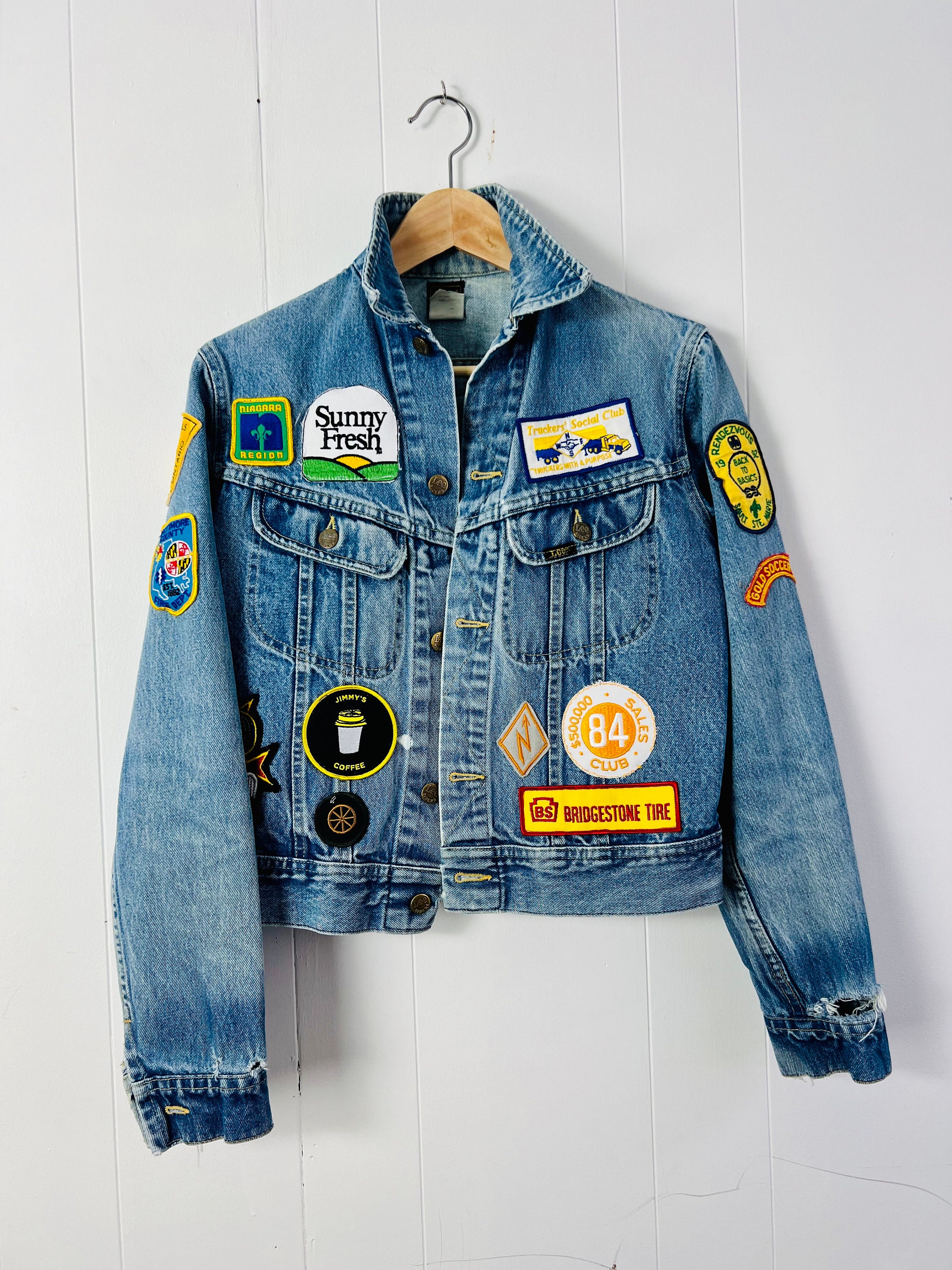 Vintage Lee Denim Jacket With Patches, "sunny Fresh" One-of-a-kind - Etsy