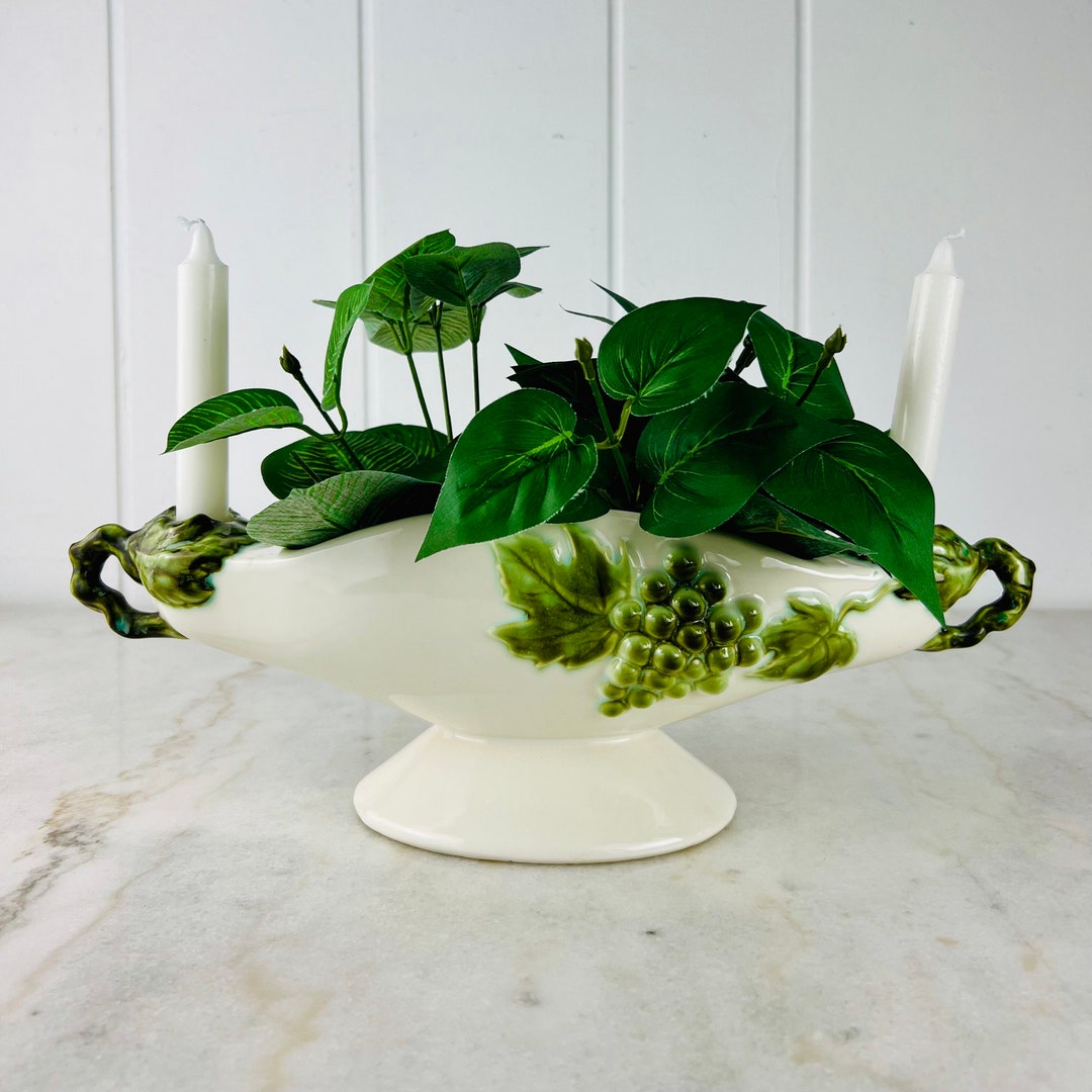 Vintage 1950s Hull Pottery Jardiniere Candleholder, Tokay Line, Grape ...