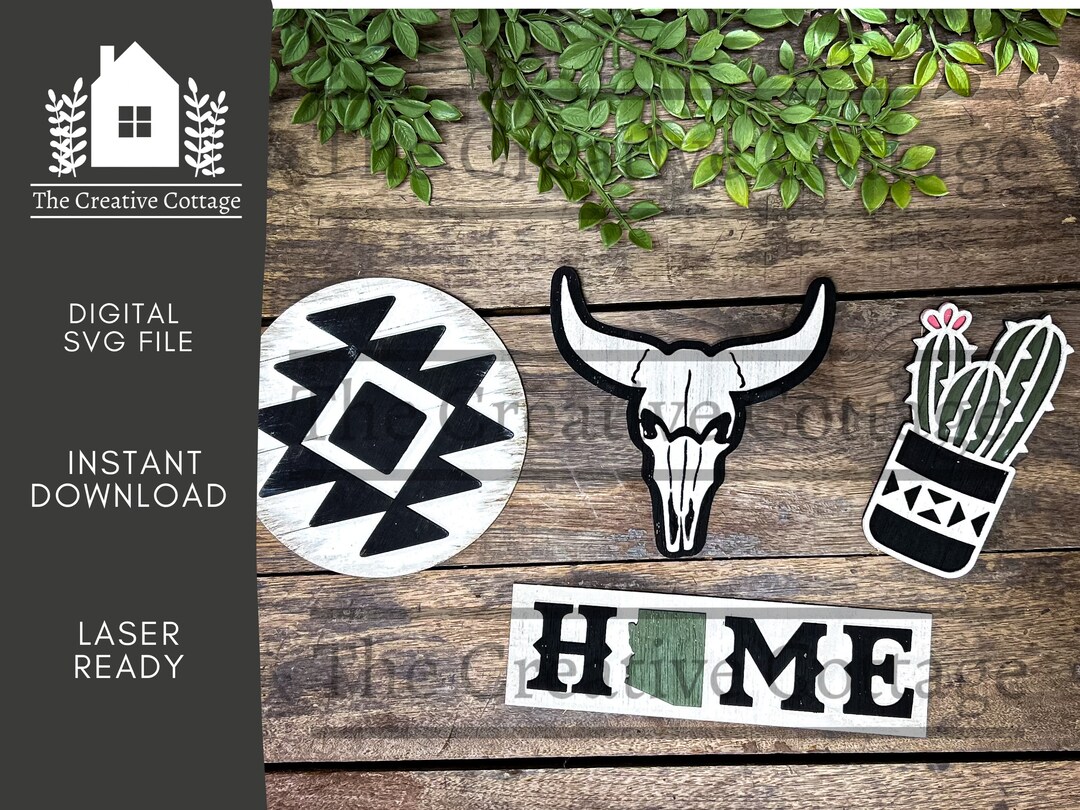 Western Arizona Home Tiered Tray | SVG | Digital File | Cactus | - Etsy