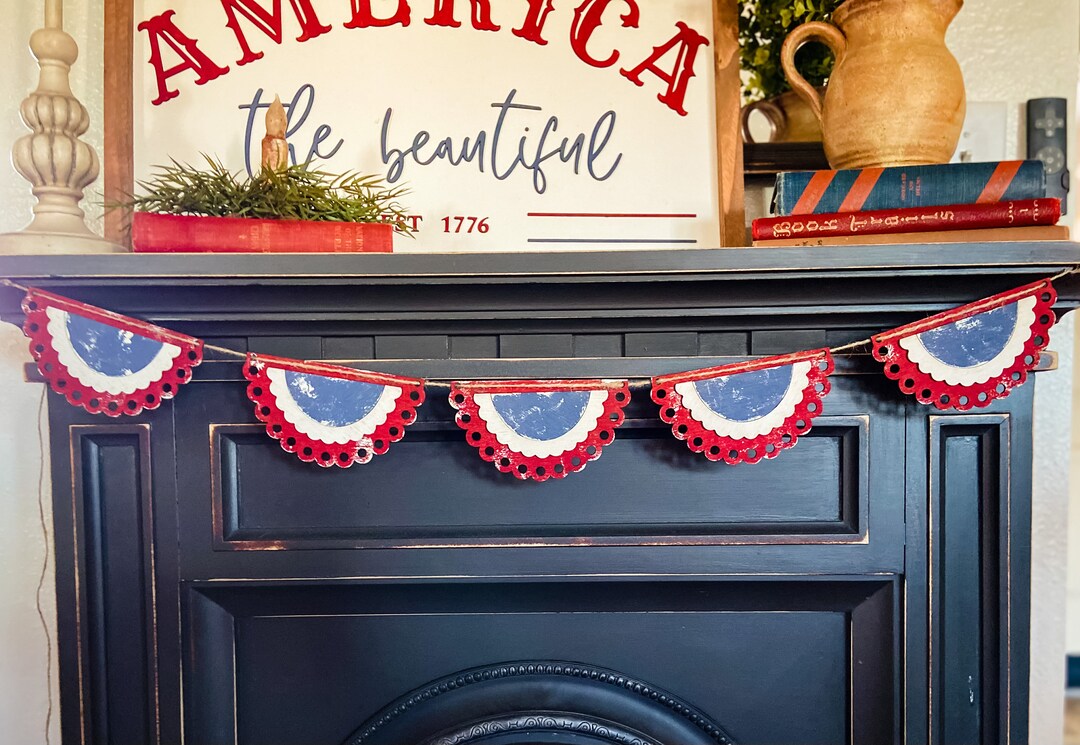 USA Distressed Bunting Banner Wood Banner - Etsy