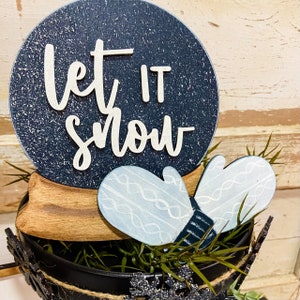Let It Snow Winter Tiered Tray Decor Decorative Tray - Etsy