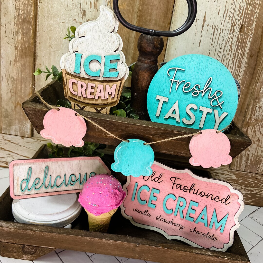 Ice Cream Tiered Tray Set Summer Decorative Tray - Etsy
