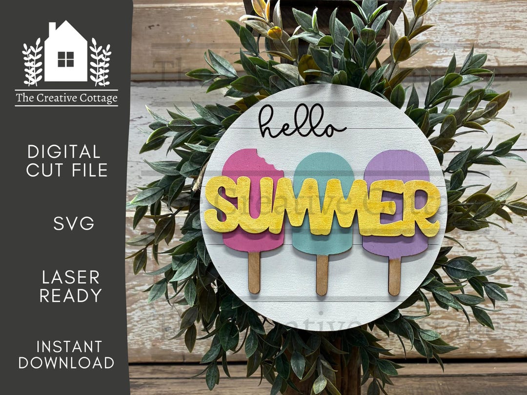 Hello Summer Popsicle Interchangeable Candle Stick Sign SVG | Digital ...