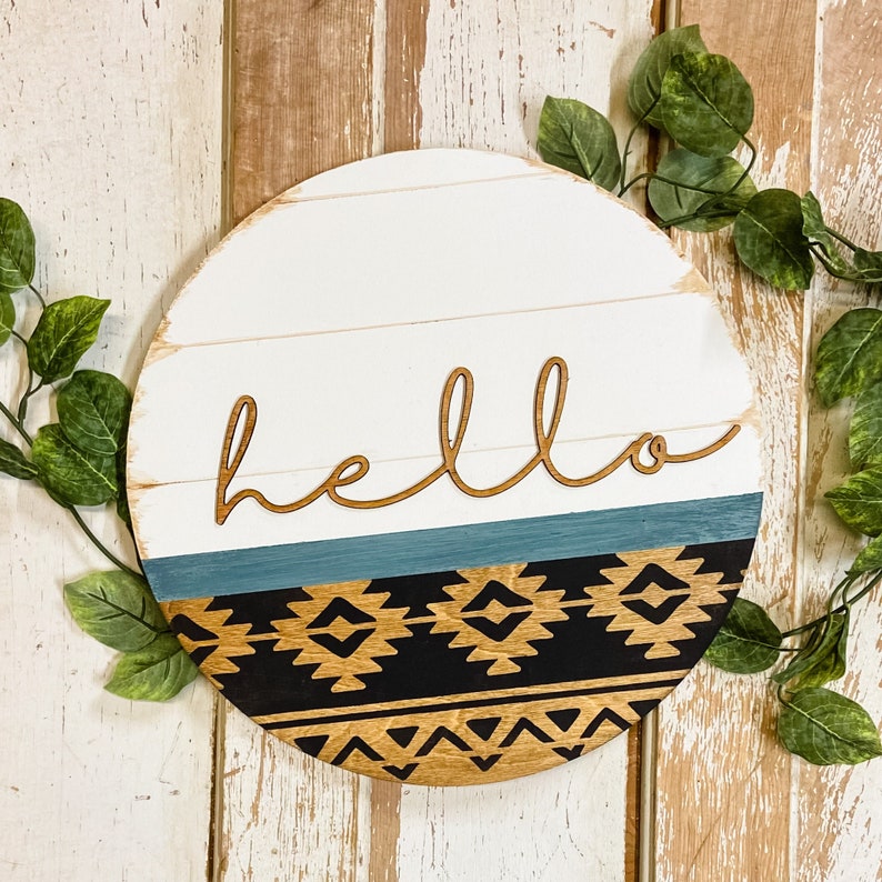 Aztec Western Hello Door Hanger Door Decor Boho Chic - Etsy