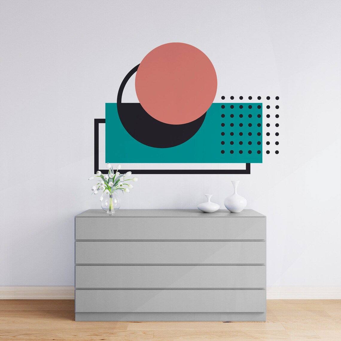 Memphis Milano Wall Decal, Geometric Wall Sticker, 80's Design, Memphis ...