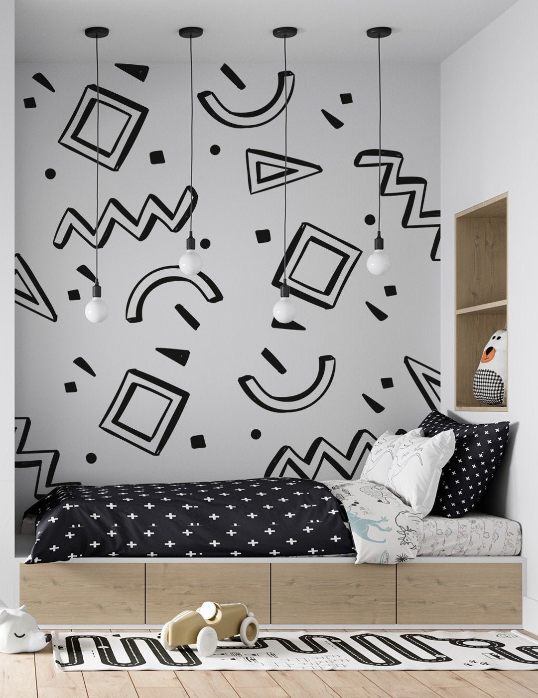 Memphis Milano Wall Decal, Geometric Wall Sticker, 80's Design, Memphis ...