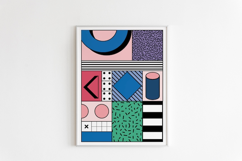 Set of 4 Prints Geometric, MEMPHIS Milano, 80's Print, Set of Prints, 4 ...
