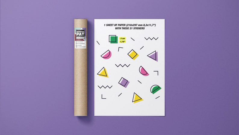 Geometric Shapes Sticker, Geometric Colorful Stickers, 80's Design ...