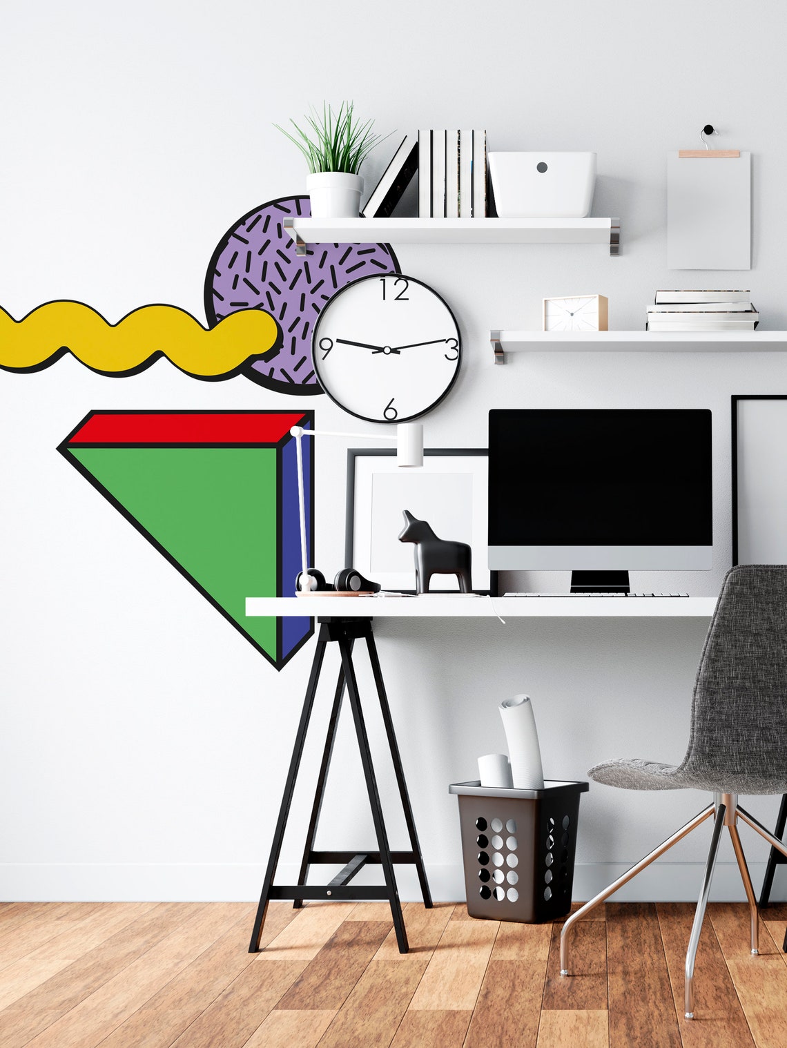 Memphis Milano Wall Decal, Geometric Wall Sticker, 80's Design, Memphis ...