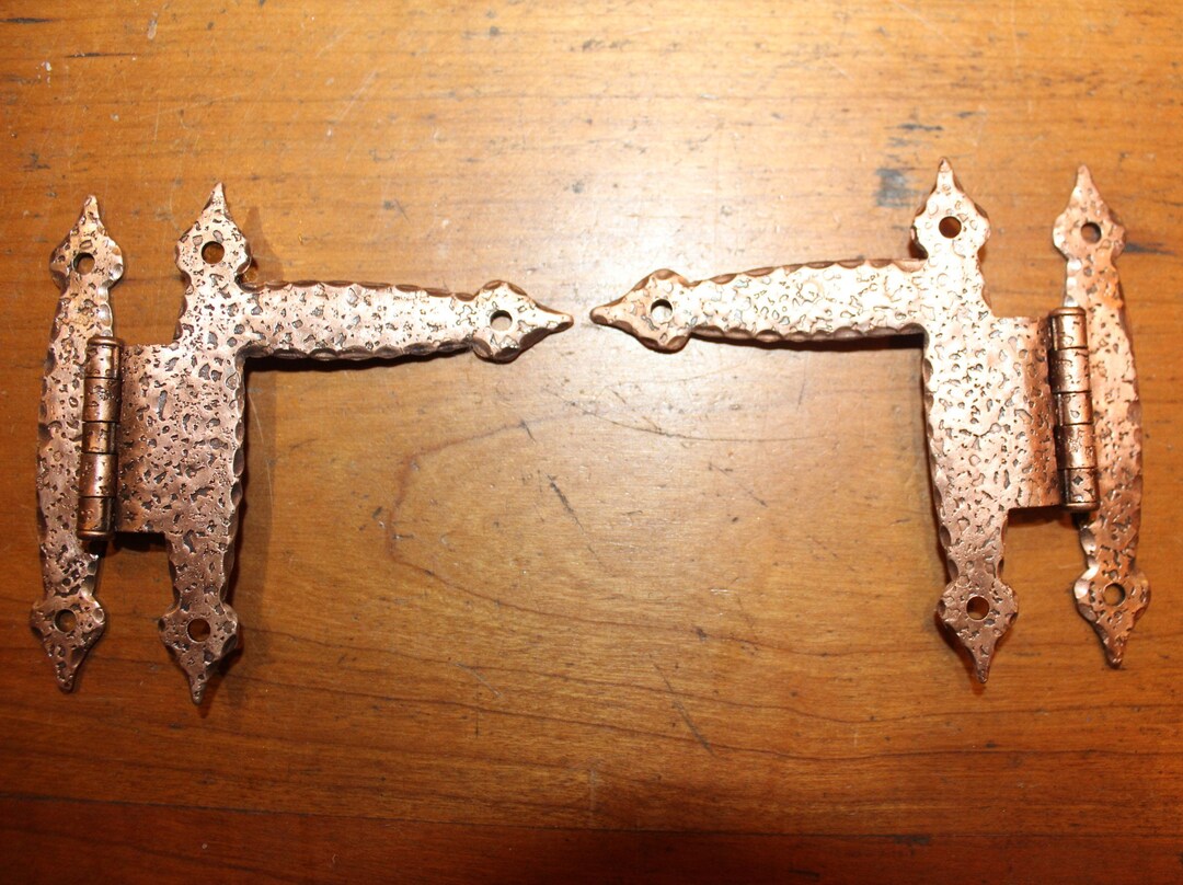 Pair of Copper Hammered Colonial Spade Drawer Cabinet Hinges M-4 - Etsy