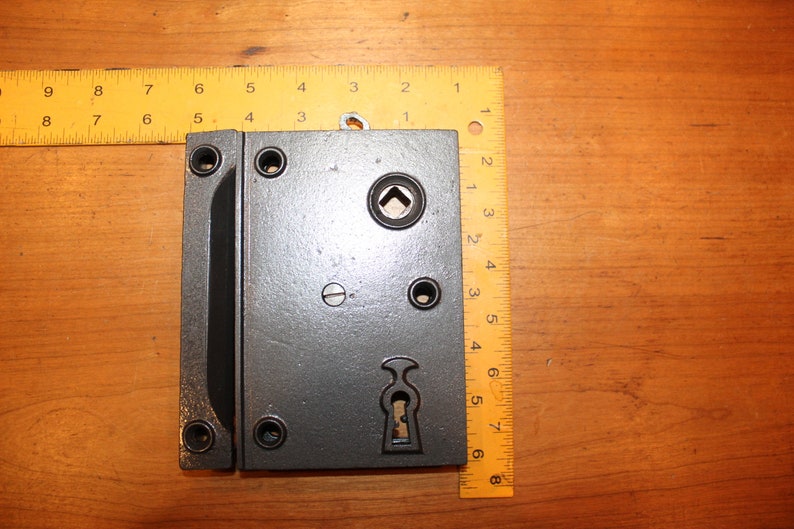 Restored Large Antique Cast Iron Rim Lock Type Mortise With Keeper ...