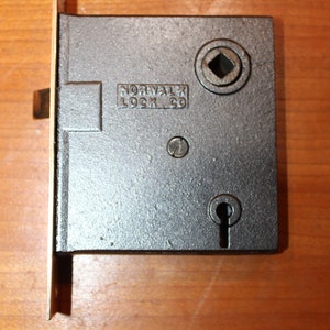Norwalk Lock #-412 Restored Cast Iron Mortise Lock Brass / Bronze Face ...